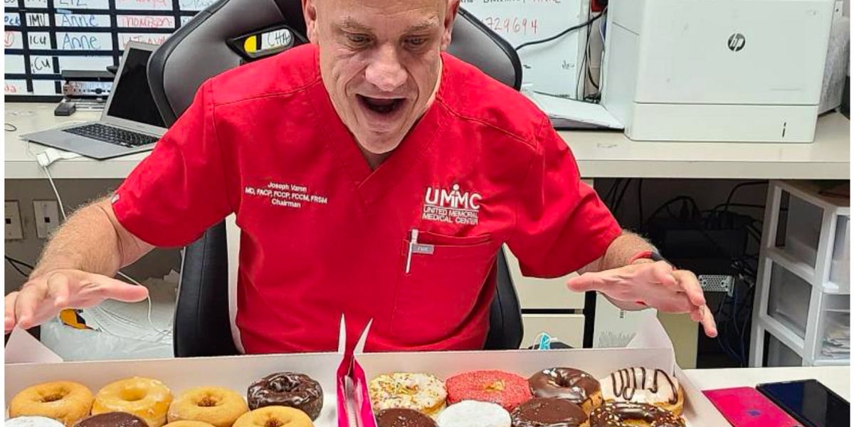 A sick patient, a caring doctor, and a box of donuts