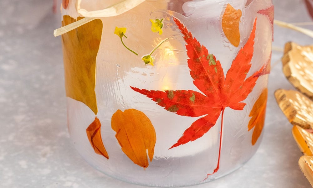 Make Gorgeous Pressed Fall Leaf Jars 🍂 - Hello, Wonderful