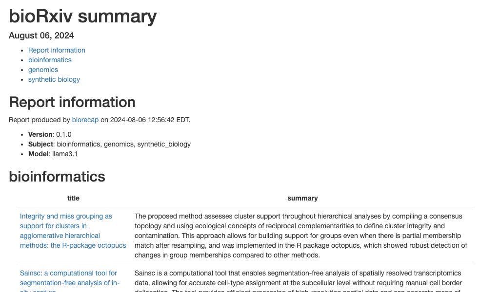 biorecap: an R package for summarizing bioRxiv preprints with a local LLM