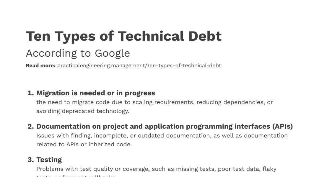 Ten types of technical debt - by Mirek Stanek