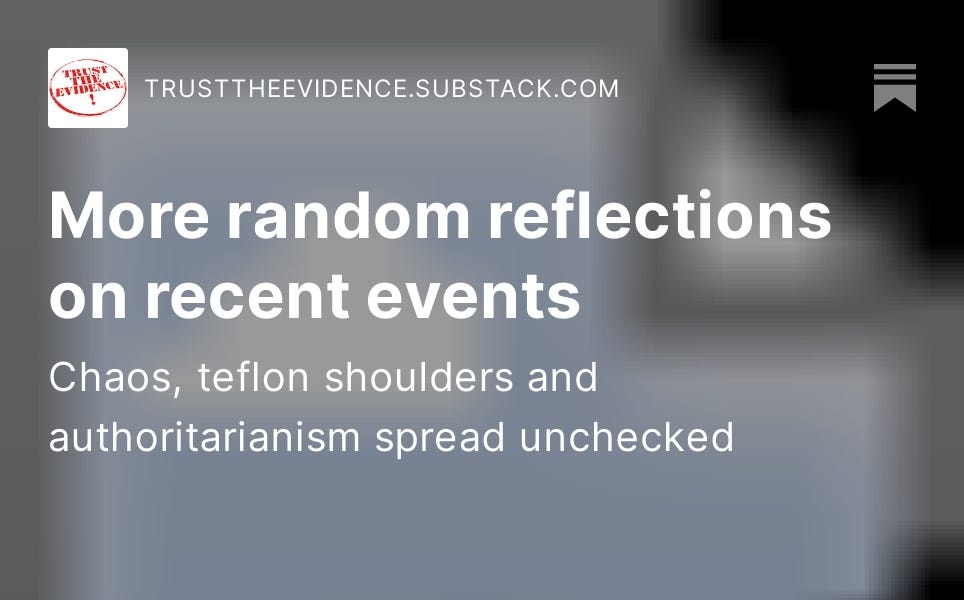 More random reflections on recent events