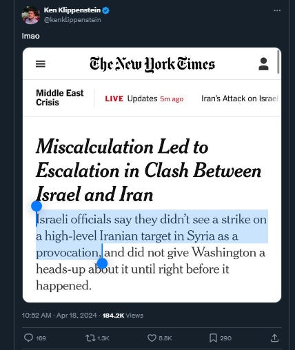 Miscalculation led to escalation - xymphora’s Substack