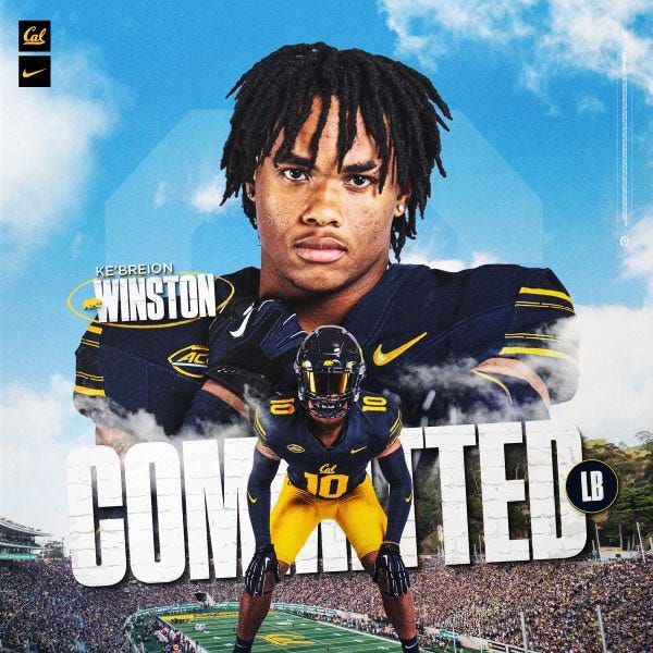 Cal Adds 2025 3* LB Ke'Breion Winston out of Texas