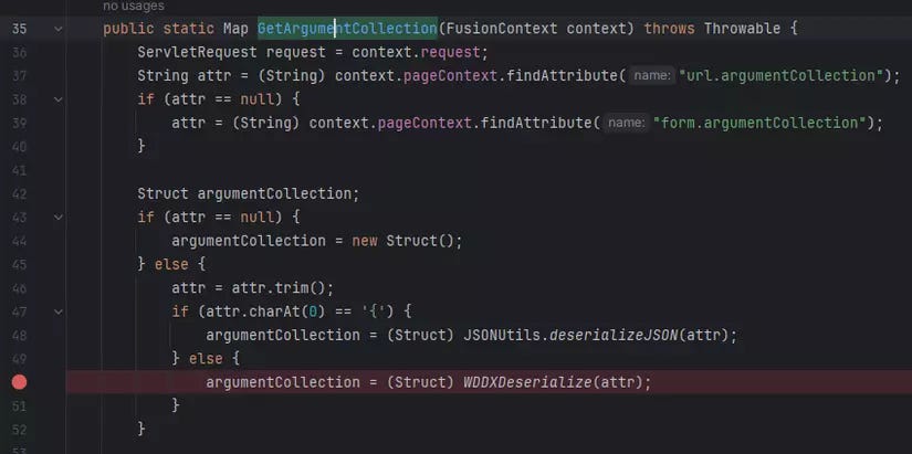 WDDX Deserialization with a custom gadget in Adobe Coldfusion