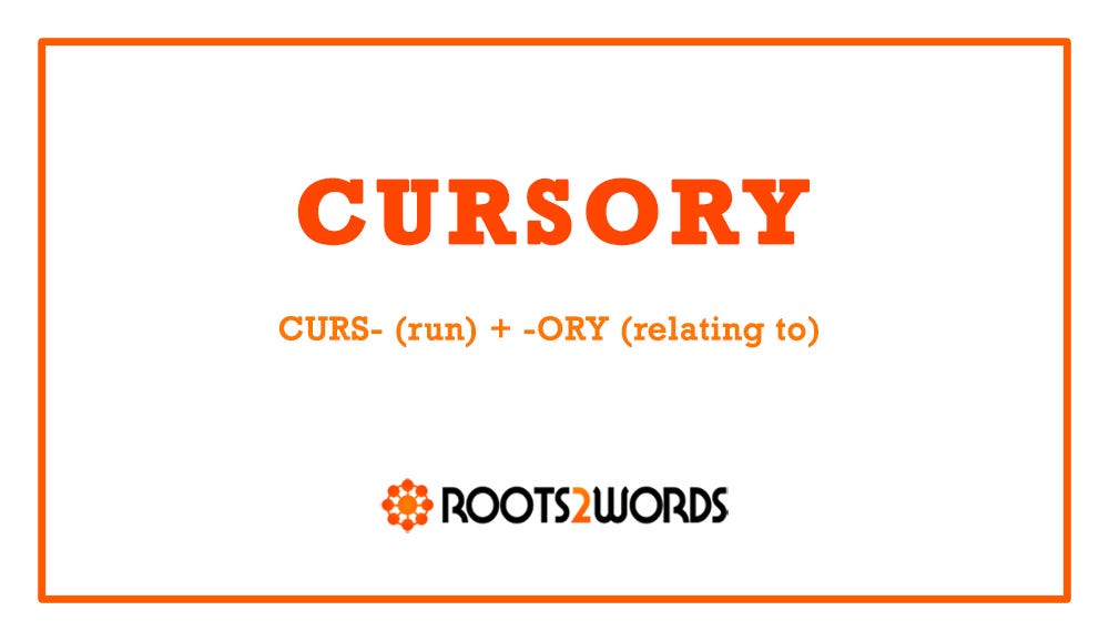 Word of the Day: CURSORY - by Mike Bergin - Roots2Words