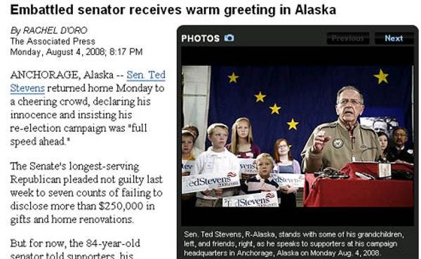Ted Stevens' Warm Alaska Greeting - by Sara K. Smith