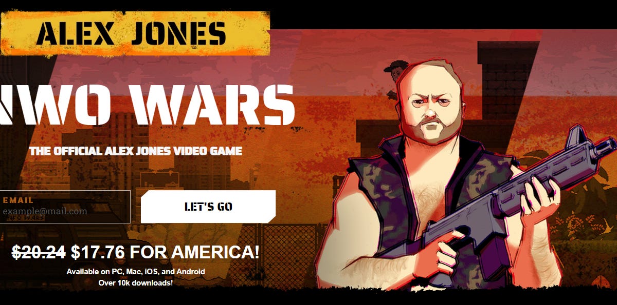 What is the ESG Score for Alex Jones' New Video Game?