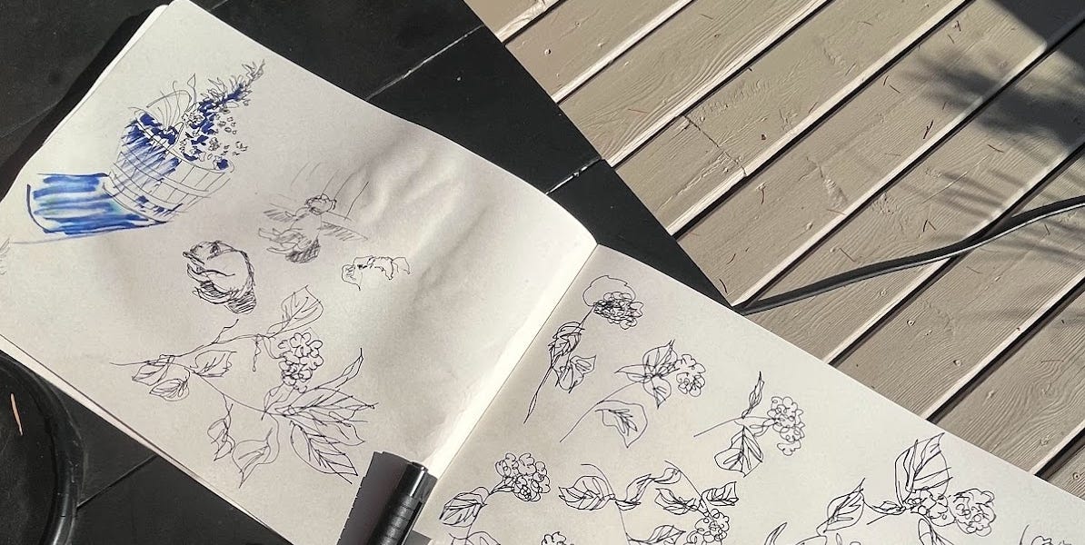 New sketchy floral design for you - Lounge Like A Peacock