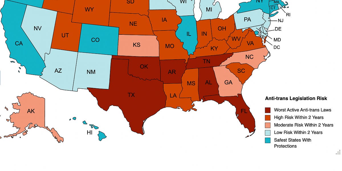 Updated Anti-trans Legislative Risk Assessment Map