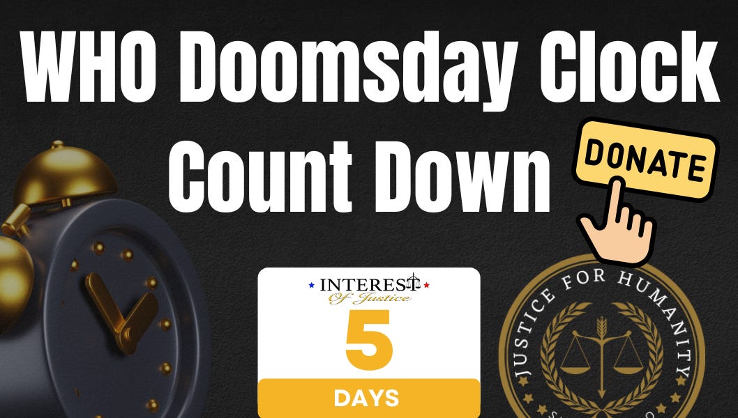 Tick Tock! 5 Days Left Doomsday Clock Countdown For the WHO And Tedros ...