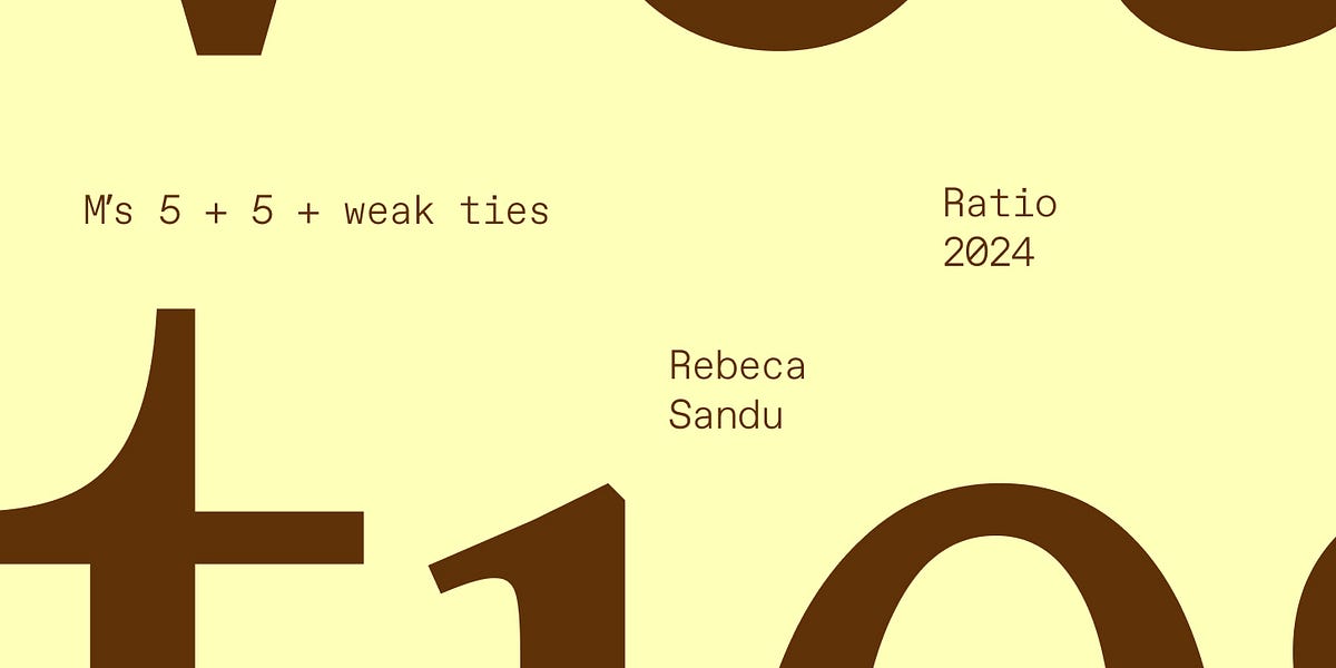 M's 5+5+weak ties - by Rebeca Sandu