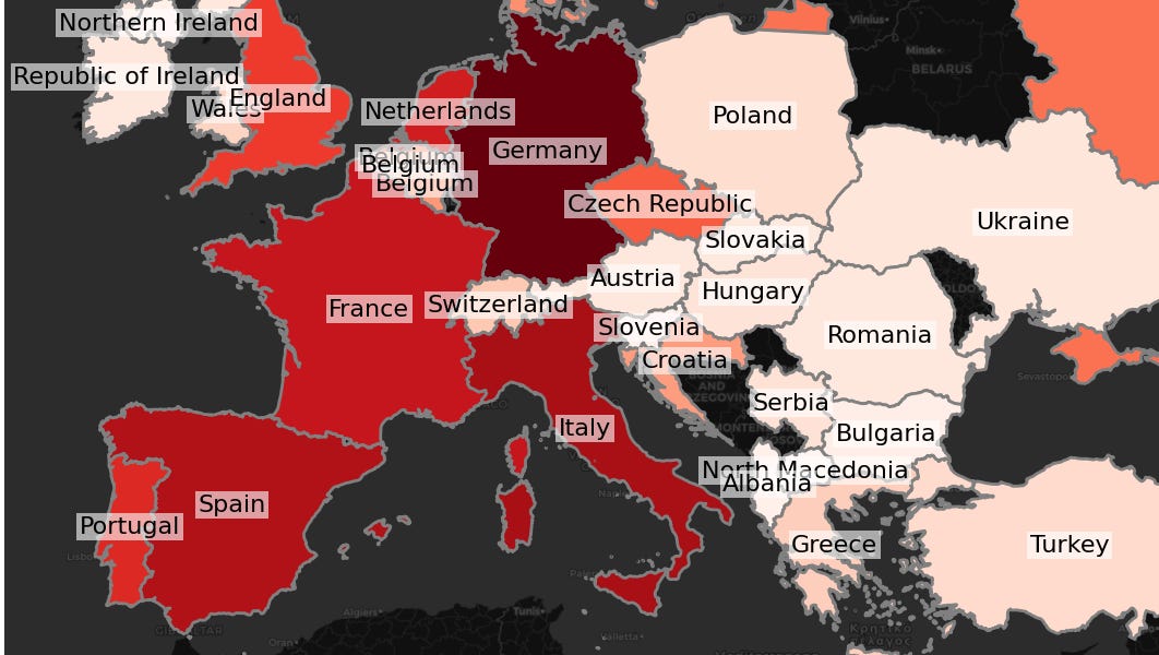 UEFA Euro 2024 Map - by Milan Janosov