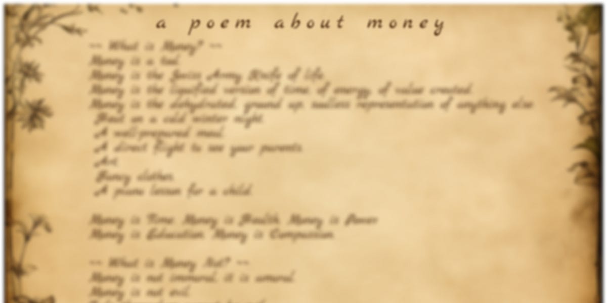 a poem about money - by Brenner - Avanthropology