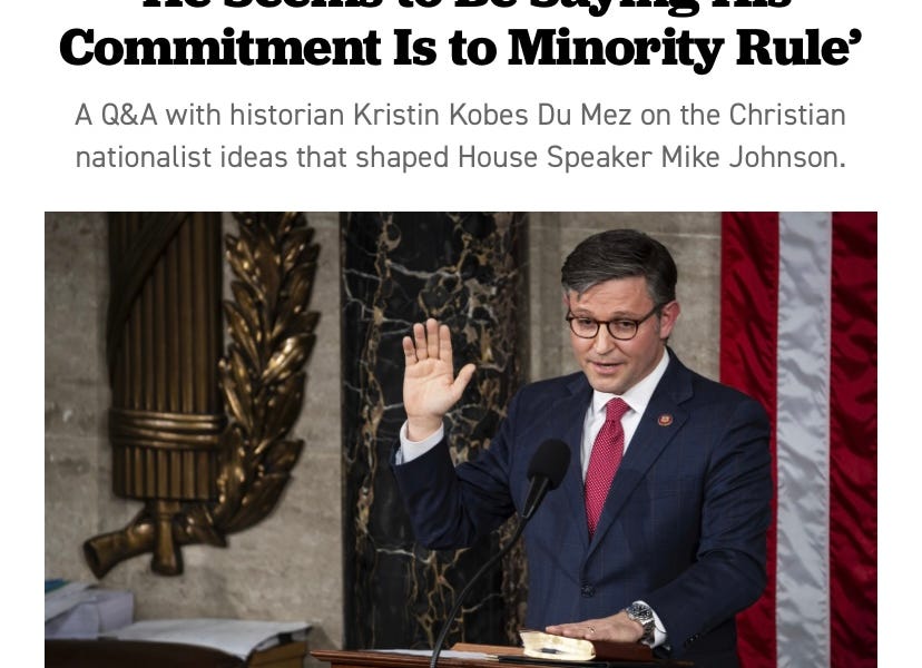 The Christian Nationalist Ideas that Drive Mike Johnson