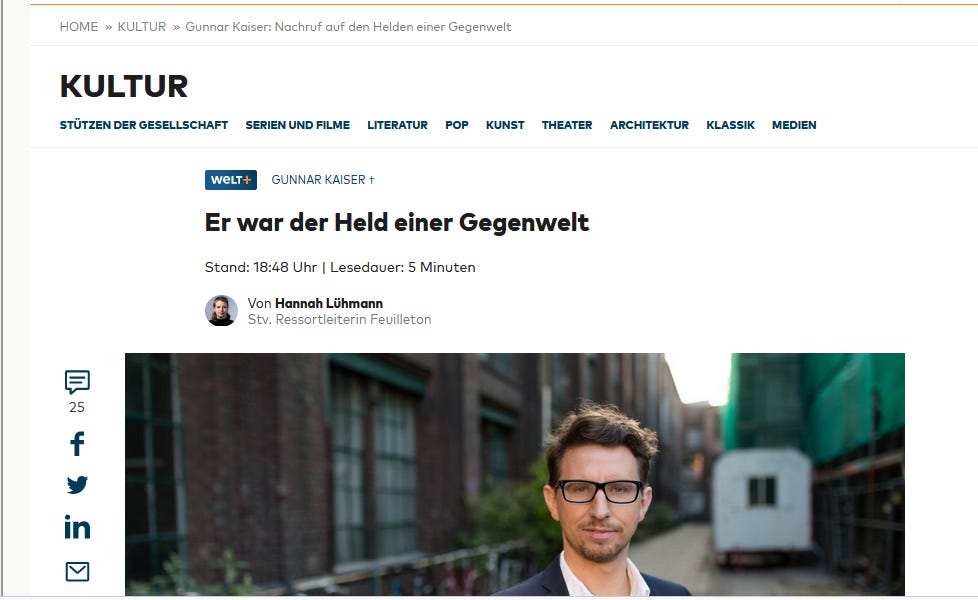 Gunnar Kaiser – „Held einer Gegenwelt“?