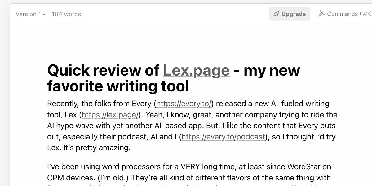 Quick review of Lex.page - by Craig Van Slyke