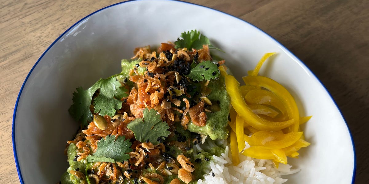 green chicken with rice - by Chuck Cruz - Chuck