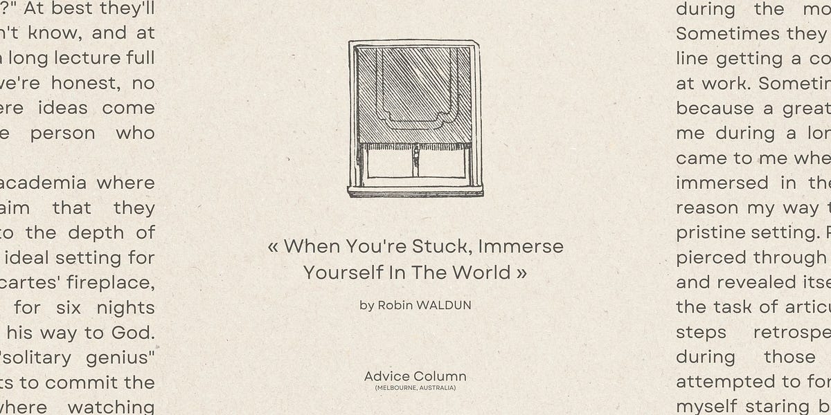 When You're Stuck, Immerse Yourself In The World