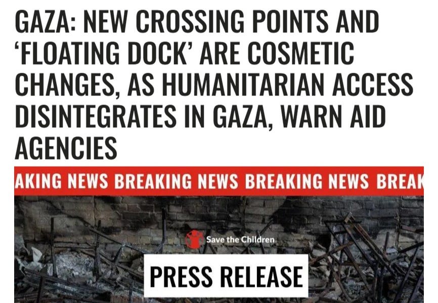 GAZA: NEW CROSSING POINTS AND ‘FLOATING DOCK’ ARE COSMETIC CHANGES, AS ...