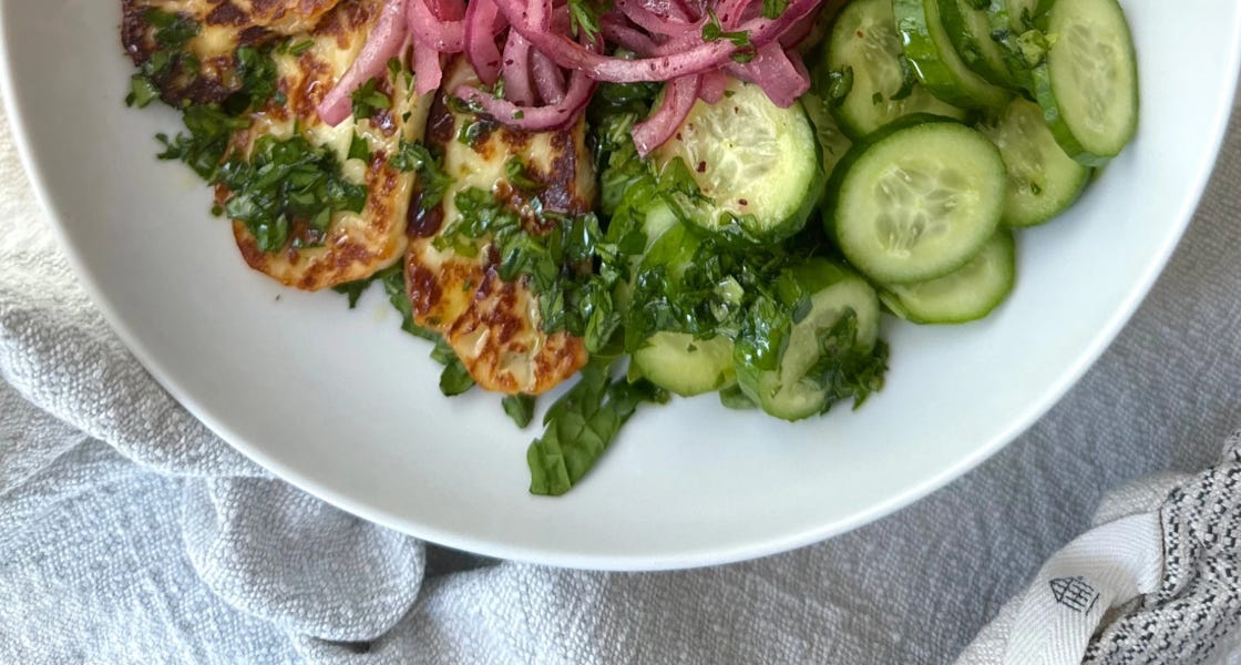 Hot Honey Halloumi and Couscous Salad - Jasmin D the RD