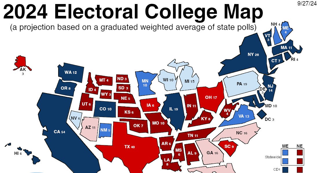 The FHQ+ Electoral College Map (9/27/24) - by Josh Putnam