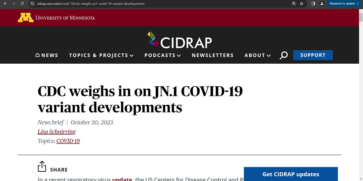 Emerging JN.1 subvariant clade of COVID, is a derivative of BA.2.86 and ...
