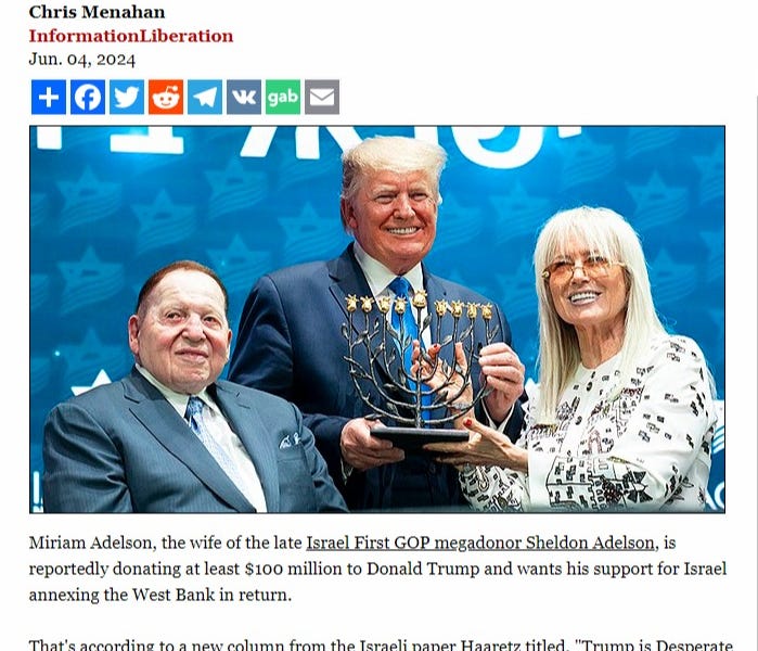 Miriam Adelson 'Wants West Bank Annexation' in Return for $100M ...