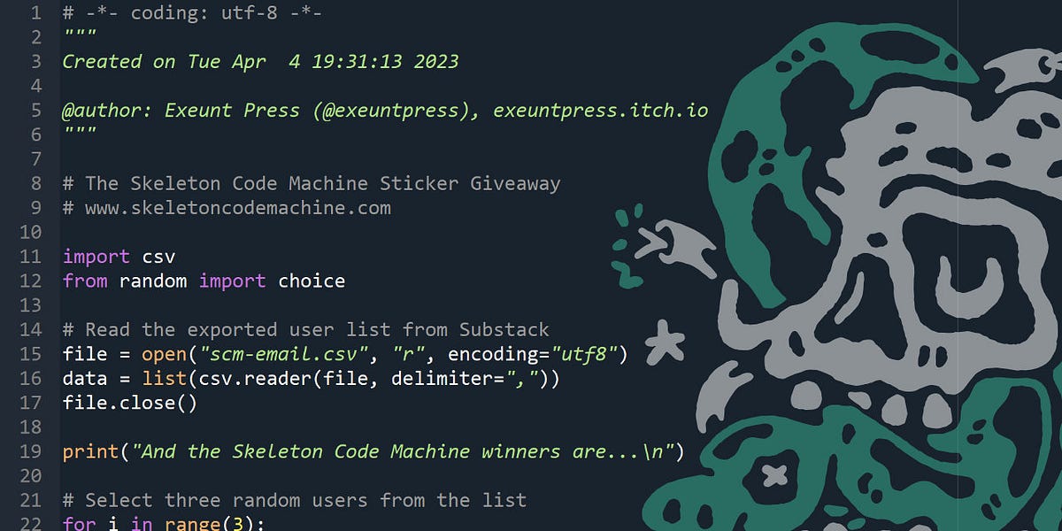 Winners of the Skeleton Code Machine stickers