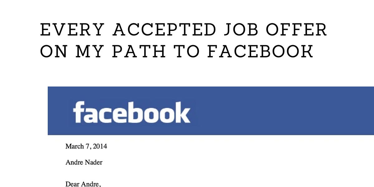 Every Accepted Job Offer Letter on My Path to Facebook