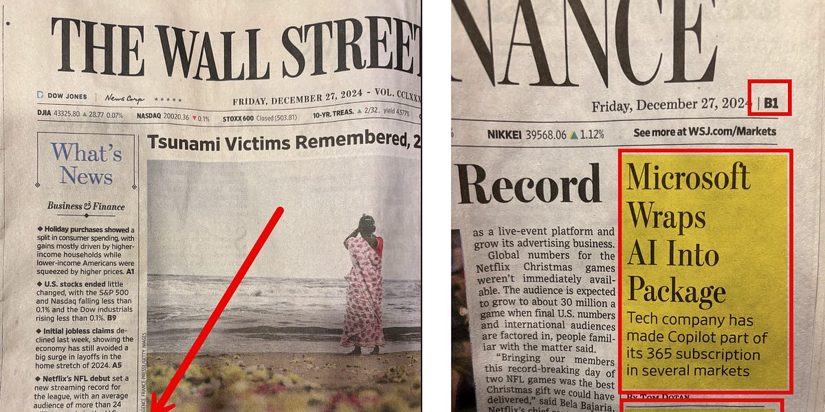 WSJ Highlights Confusion with Microsoft Copilot Offerings on Front Page ...