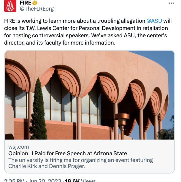 FIRE Investigates ASU - by Dr. Owen Anderson