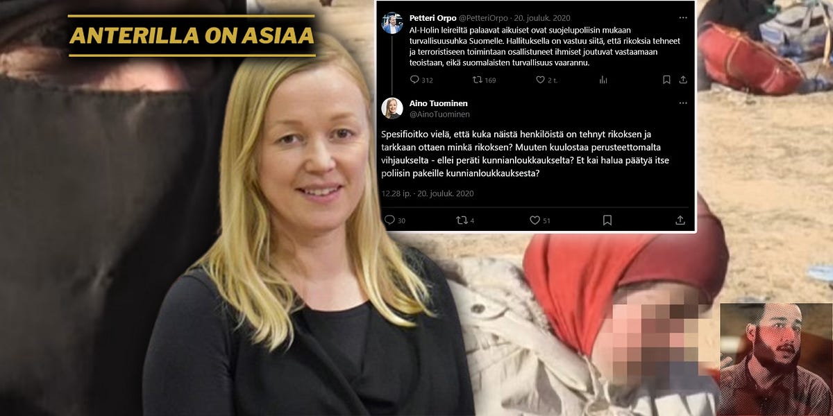 Aino Tuominen vihjasi 2020 Orpon loukanneen ISIS:n kunniaa