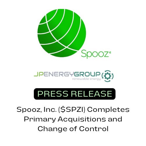 Spooz, Inc. (SPZI) Completes Primary Acquisitions and Change of Control