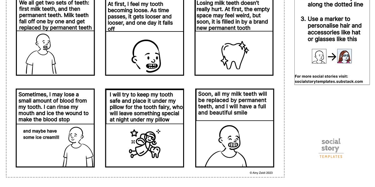 Losing Baby Teeth - by Ainy Zaidi - Social Story Templates
