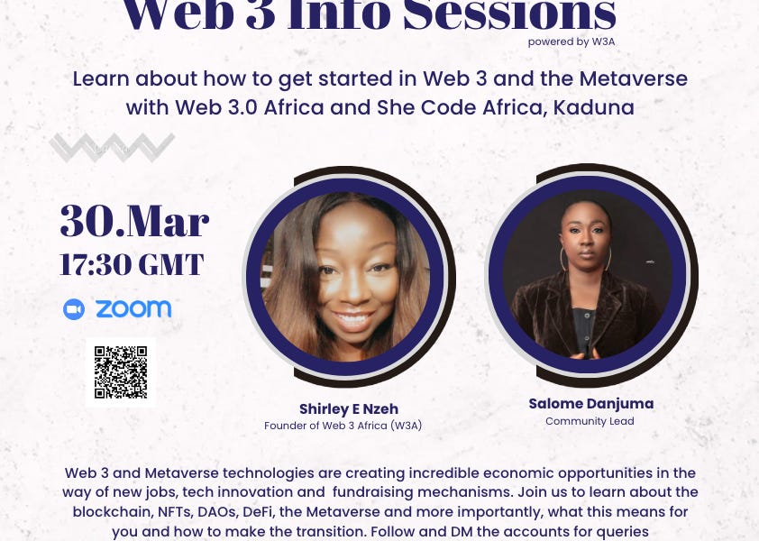 Announcing Web 3 Info Session with She Code Africa, Kaduna!
