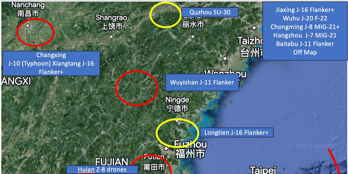 PLAAF Eastern Theater Major Airfields