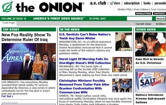 20 years ago, The Onion imagined Iraq as a reality show