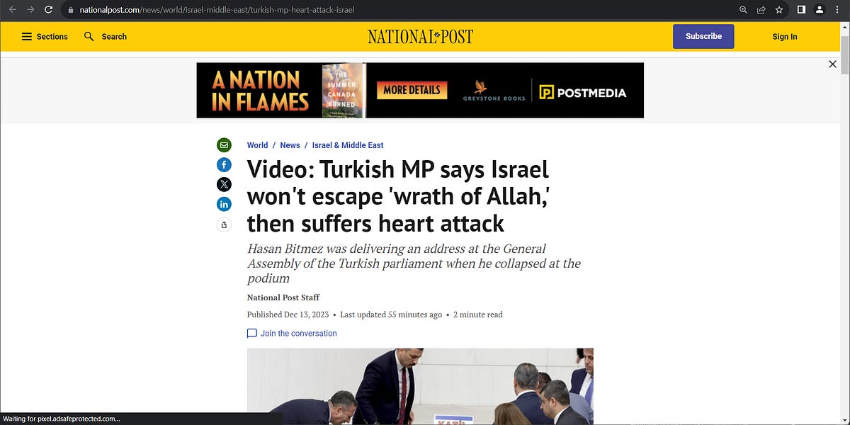 Video: Turkish MP says Israel won't escape 'wrath of God,' then suffers ...