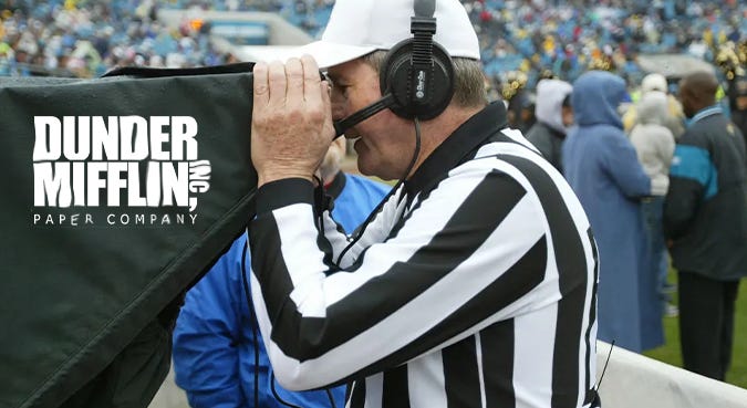 NFL Replay Booth Revealed to Be Just Reruns Of "The Office"