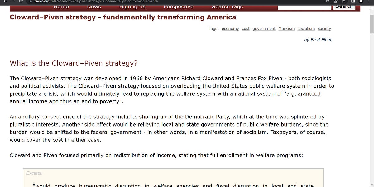 The Cloward–Piven strategy: developed in 1966 by Americans Richard ...