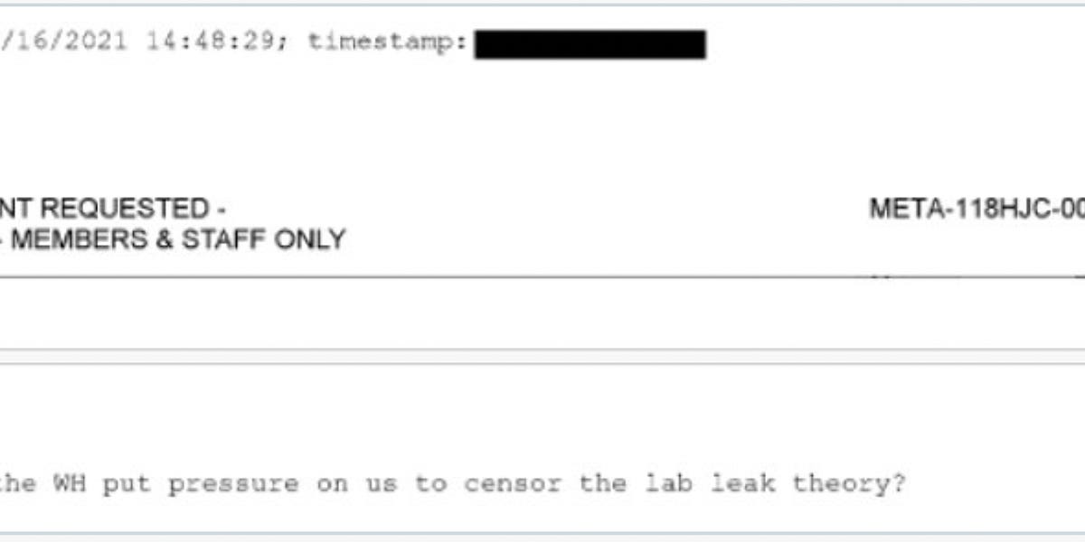 Zuckerberg: "WH put pressure on us to censor the lab leak theory"