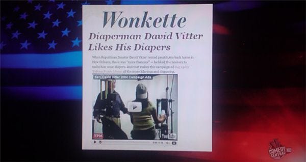 Here's That Diaperman David Vitter Thing From Last Night's 'Colbert Report'