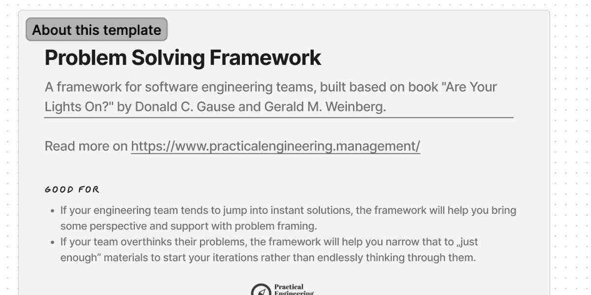 The Problem Solving Framework - by Mirek Stanek
