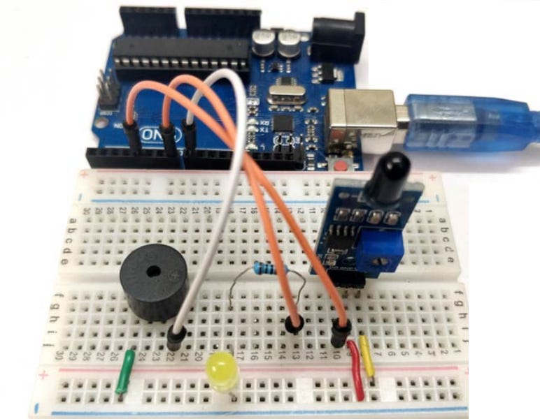 Fire Alarm Using an Infrared Sensor With Arduino