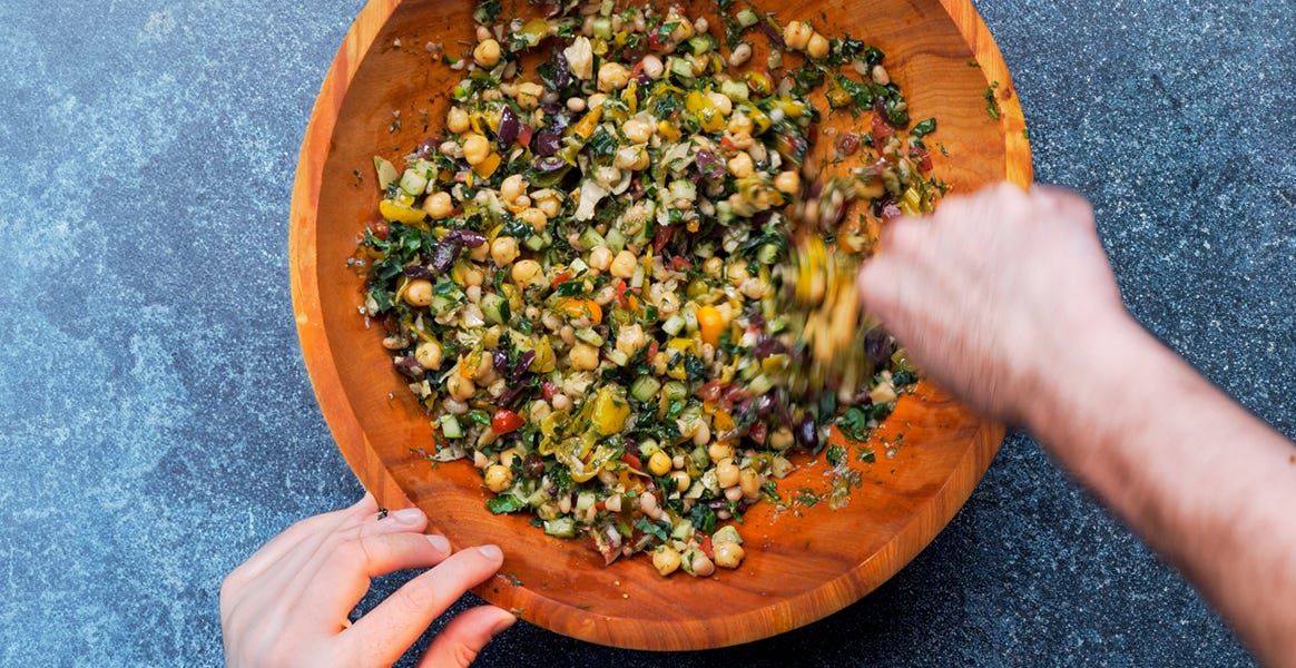 Greek Chickpea & White Bean Salad - Mishka Makes Food
