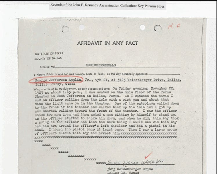 Mr. No F-ing Clue, George Jefferson Applin Jr., and Oswald's arrest.