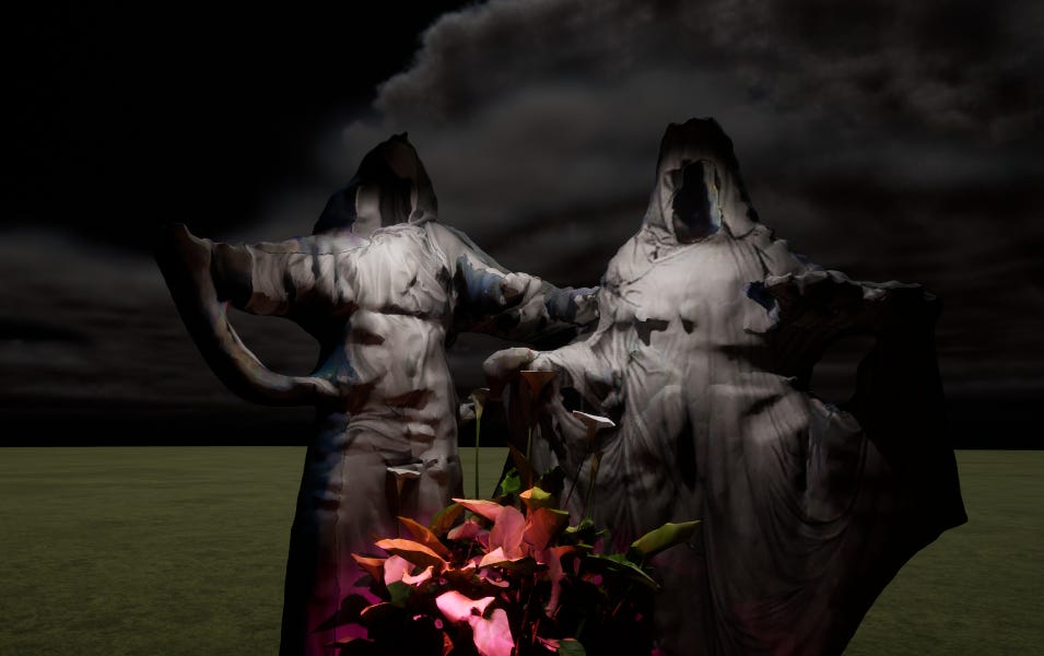 fabric etched with sacred rosettes and the harbingers of sullenness