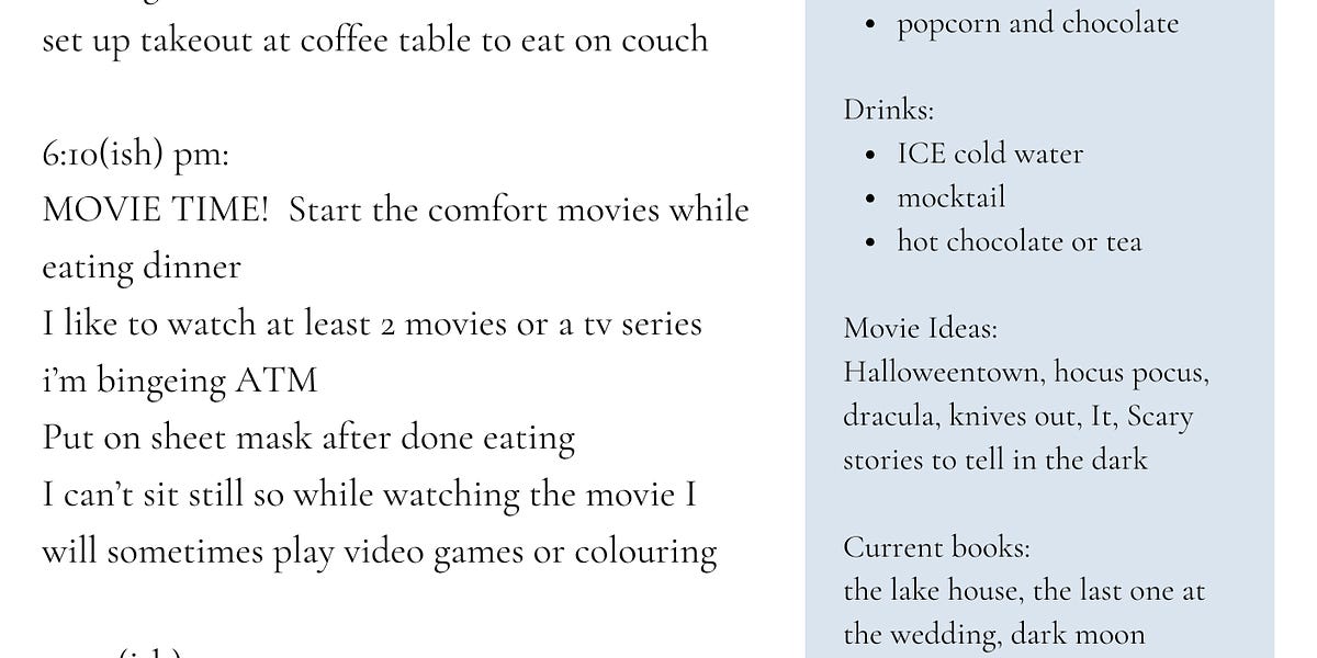 My Perfect Night In Itinerary - by Kyla James