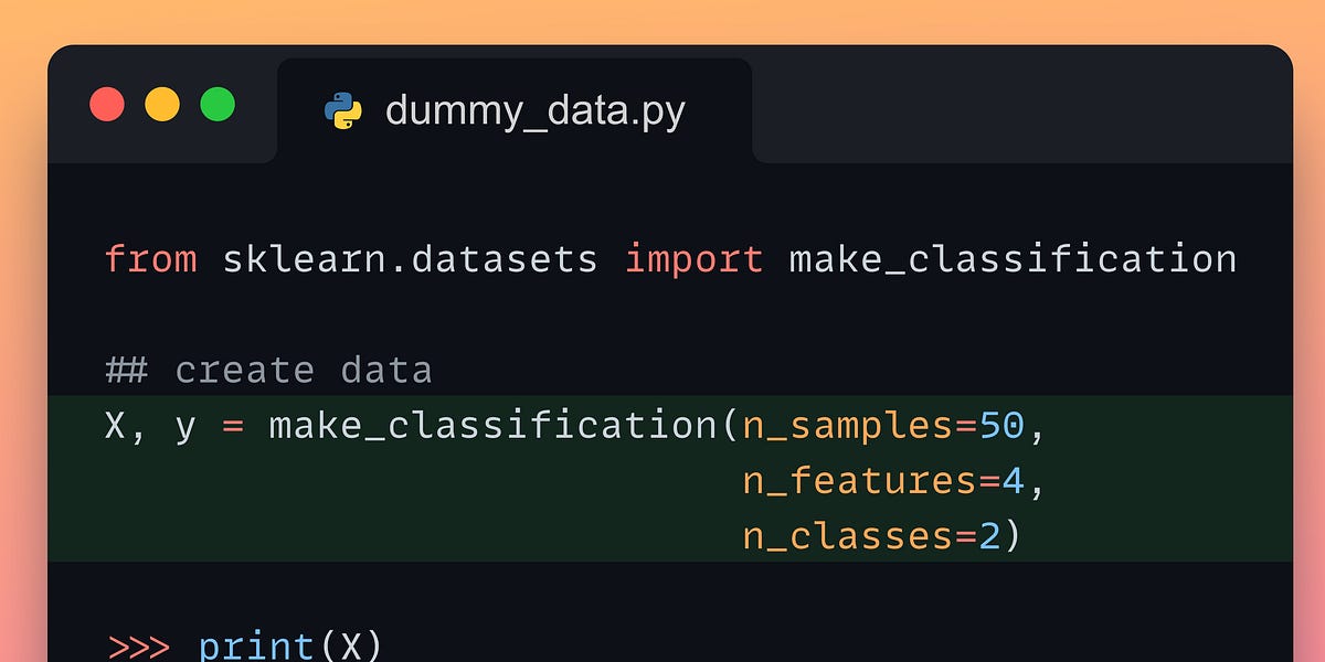 Sklearn One-liner to Generate Synthetic Data