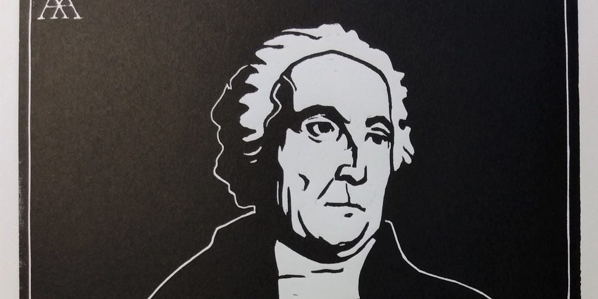 Linocut portraits of authors - Alexander Adams